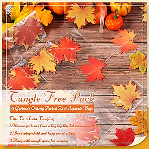 Ceenna Thanksgiving Maple Leaf Garland Artificial Maple Leaves Plants Farmhouse Vine Hanging Garland for Home Garden Kitchen Office Wedding Wall Doorway Party Backdrop Fall Thanksgiving Garland Decor