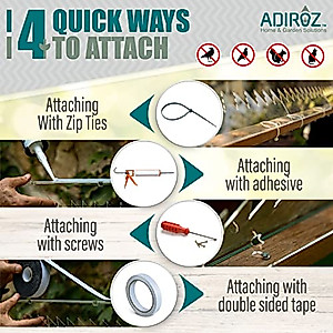 ADIROZ Clear Plastic Bird Spikes for Outdoors – Transparent Acrylic Garden Fence Animal Barrier to Keep Birds Away – Protect Your Home and Patio with a Humane Bird and Squirrel Repellent, 10 Ft.