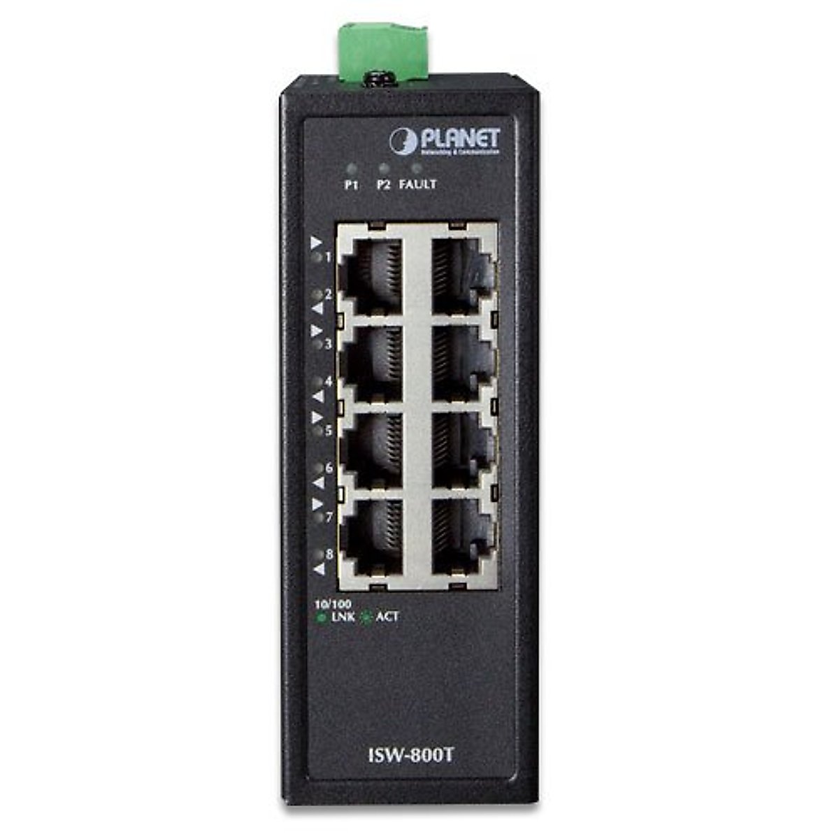 PLANET ISW-800T IP30 Compact Size 8-Port 10/100TX Industrial Fast Ethernet Switch (-40~75 degrees C)