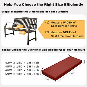 idee-home Outdoor Bench Cushion 42 inch, Patio Bench Cushion Indoor, Patio Furniture Chair Pad, Porch Swing Cushion with Ties, Bay Window Seat Sofa Garden Replacement Loveseat Cushion