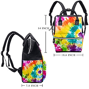 Shiiny Colorful Tie Dye Pattern Diaper Bag Backpack for Baby Care, Multi Function Waterproof and Cooler Tote Travel Backpack (Nappy Bag, Tissue Pocket)