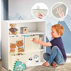 GARPROVM Organizer for Kids Nursery, Cute Cartoon Animal Storage Bins Basket Cube for Shelves, with Handles, fits Baby, Clothes, Children's Room, 13inch