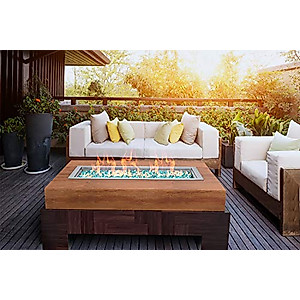 Skyflame Rectangular Stainless Steel Drop-in Fire Pit Pan and Burner with Burner Cover, 30 by 10 Inch Burning Area