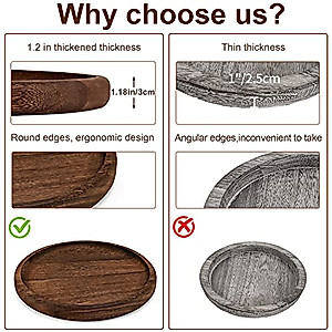 Yangbaga 11.8InWood Rustic Round Decorative Serving Tray，Ottoman Centerpiece Candle Holder Trays ，Farmhouse Tray for Kitchen Countertop& Home Decor &Coffee Table