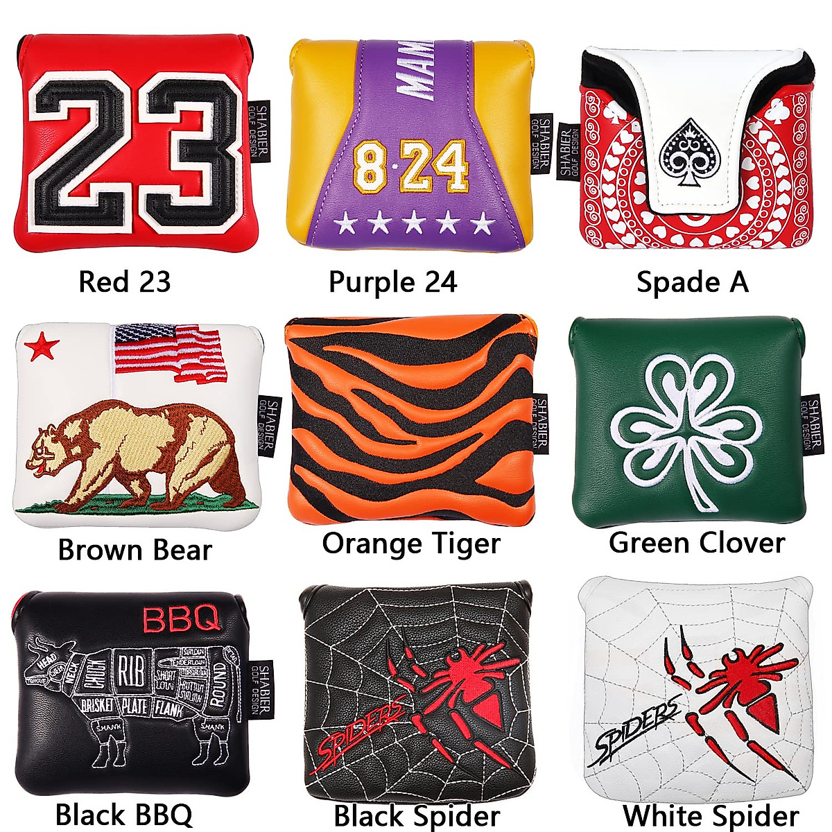 Golf large mallet headcover for Taylormade MySpider X Putter, MySpider Tour putter (Brown bear)