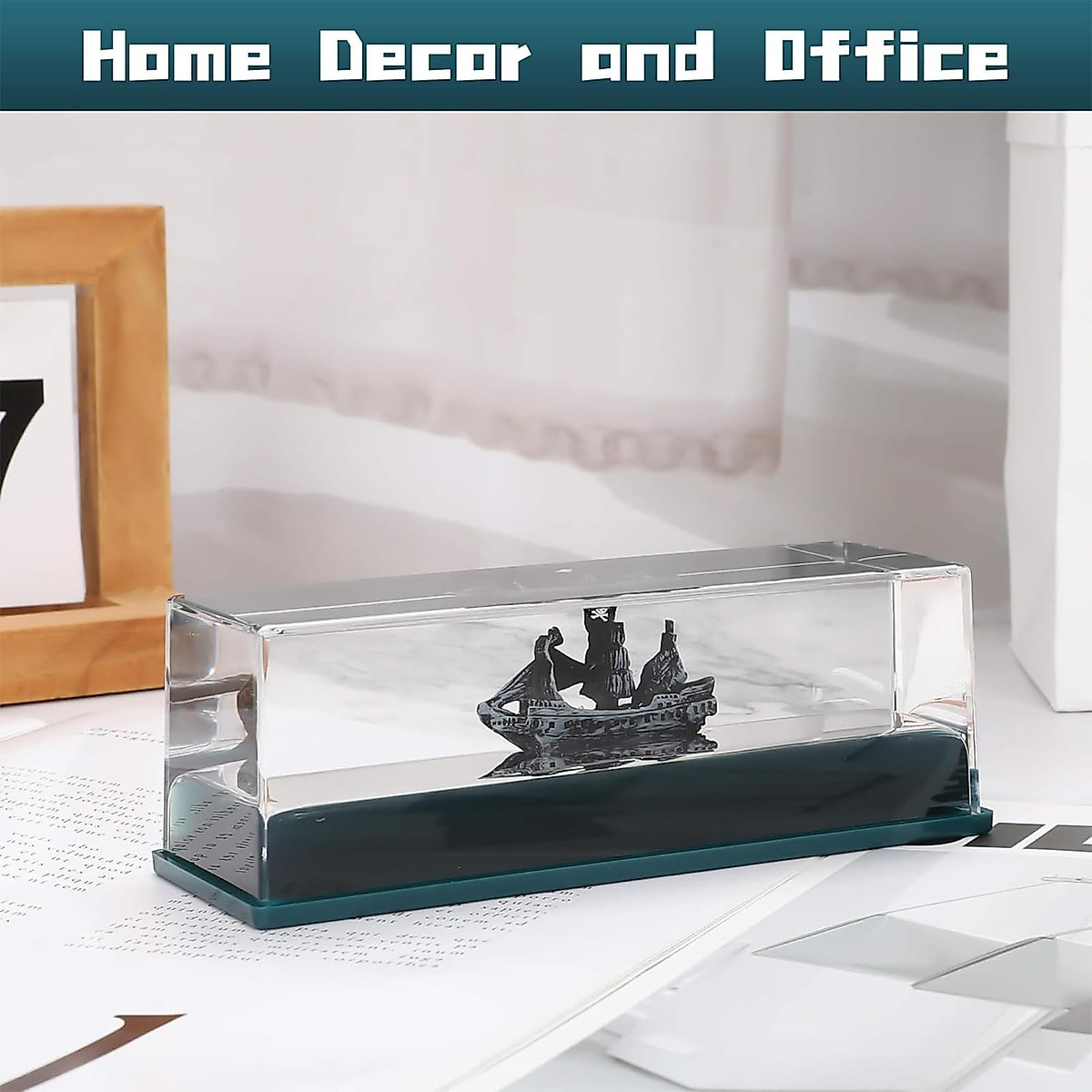 Chilifuli Cruise Ship Fluid Drift Bottle, Unsinkable Boat in a Box, Titanic Model Liquid Wave Decoration, That No Longer Sinks Toy, for Car Display Cases and Gifts-A