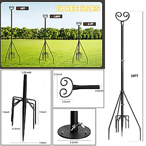 2022 Upgraded String Light Poles for Outdoor (2x10 FT) Heavy Duty Outside Light Poles Sturdy Steel Pole Stand Hooks to Hang Lights for Garden Backyard Patio Wedding Party Deck Birthday Decorations