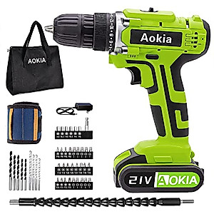 Aokia Cordless Weed Wacker Set: 12V Electric Driver Tool Kit String Trimmer 3/8-Inch Keyless Chuck 1500rpm Variable Speed Cutting Wall Wood Metal 43pcs Wacker Bit