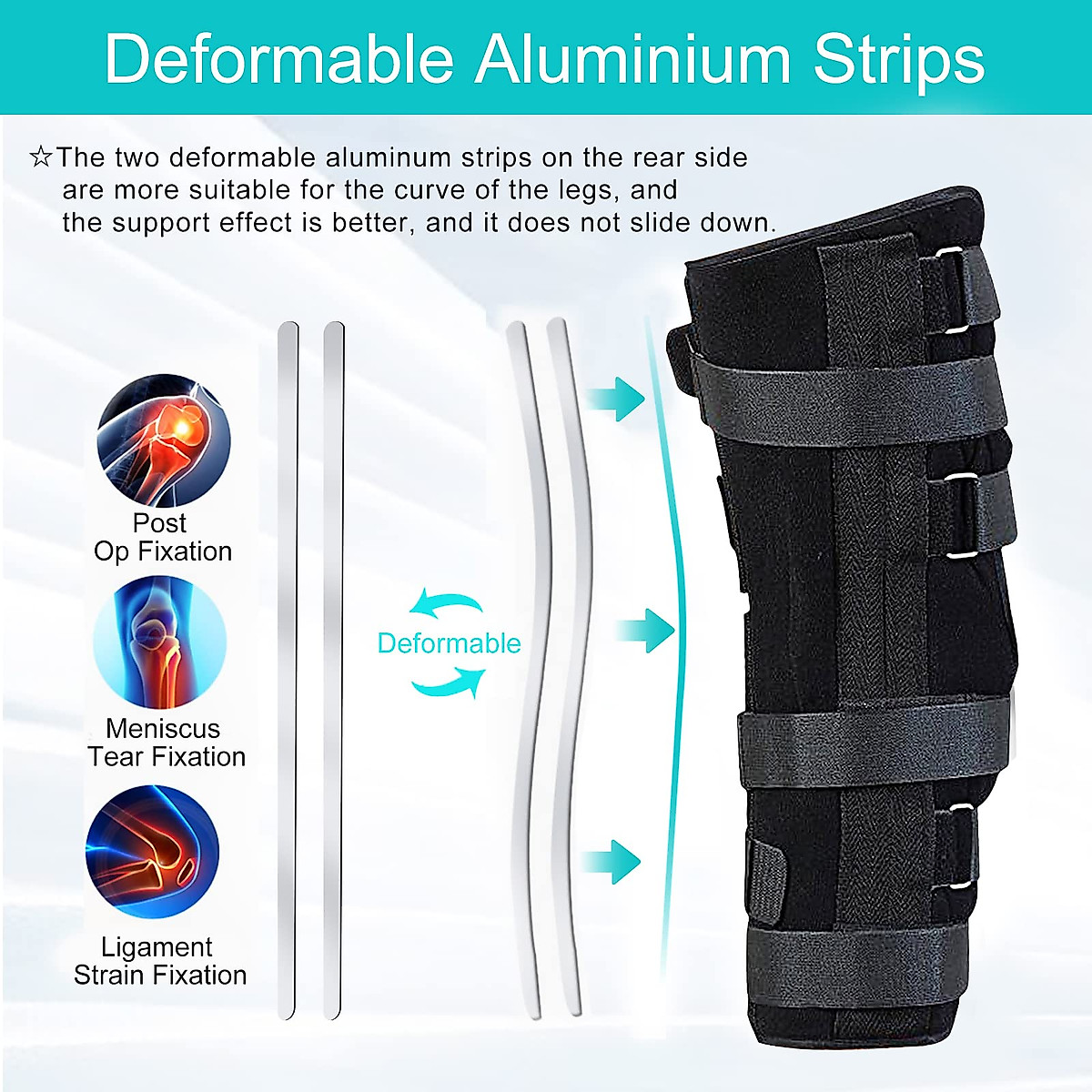 TANDCF Knee Immobilizer Secure Comfort Knee Brace & Stabilizer for Recovery,Knee Fractures,Instability, ACL,MCL,Meniscus Tear,Arthritis,Displacement & Post Surgery Recovery,Height 18.1" Universal