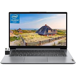 Lenovo 2022 Newest 14" HD Laptop Computer for Business Student, Dual-Core Intel Celeron N4020 (Upto 2.8GHZ), 4GB RAM, 64GB eMMC, WiFi, Bluetooth, Webcam, 10+ Hours Battery, Win 11S+MarxsolCables