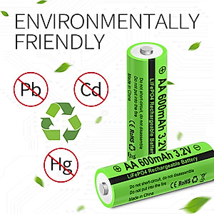 YXZHENG 3.2 Volt Rechargeable Solar Battery AA 4PCS Replacement for Solar Lawn Light (4pcs AA Batteries)