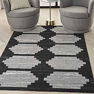Nourison Modern Passion Geometric Black/Grey 6' x 9' Area -Rug, Easy -Cleaning, Non Shedding, Bed Room, Living Room, Dining Room, Kitchen (6x9)