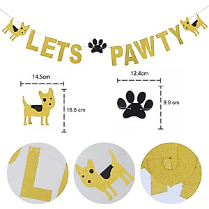 LaVenty 25PCS Glitter Lets Pawty Banner Dog Birthday Banner Dog Pawty Banner Dog Party Banner Pet Birthday Banner Pet Party Banner