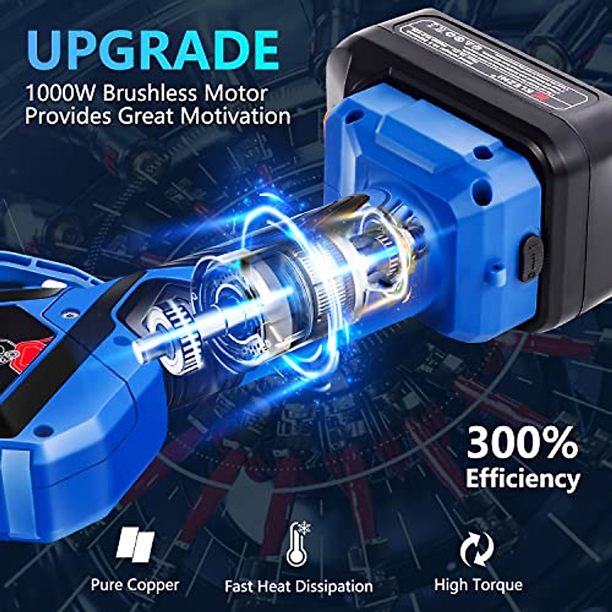 K KLEZHI Cordless Electric Pruning Shears with Colorful LED Dispaly,Cut capacity of 32mm / 1.26inches, 2 x 2 Ah Lithium Rechargeable Battery 8-10 Working Hours Blue