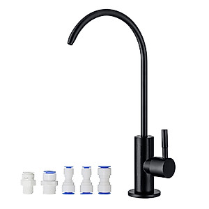 TQKAG Black Kitchen Sink Faucet Drinking Water Faucet Stainless Steel Reverse Osmosis Faucet Fits Most Water Filtration Systems Kitchen Beverage Faucets