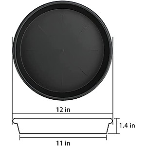 Lechay Black Plant Saucer for Indoors,3 Pack 12inch Plastic Flower Plant Pot Saucer, Plastic Plant Saucer Drip Trays for Indoor and Outdoor Plants(3)