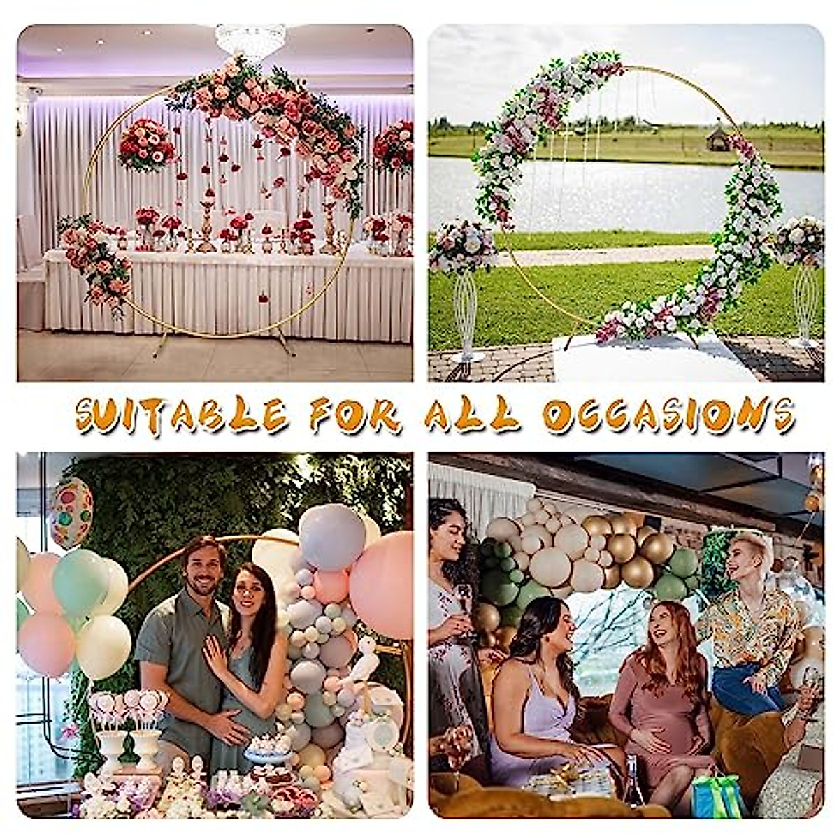 Round Backdrop Stand Circle Arch, 6.5ft Golden Aluminum Balloon Arch Kit for Party Decoration Wedding Arch Flower Ring Stand Harfirbe