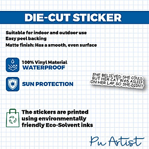 She Believed She Could but Her Cat Was Asleep on Her Lap So She Didnt Sticker Cat Mom Sticker Funny Cat Mom Stickers Cat Magnet Vinyl Die Cut Sticker for Car Laptop Phone Water Bottle Guitar Helmet