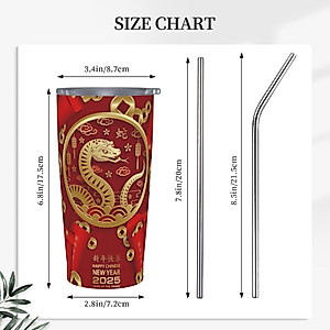 Bxkens Year Of The Snake 2025 Happy Chinese New Year 2025 Tumblers Stainless Steel Mugs 20 Oz Double Wall Insulated Coffee Cup Travel Mug For Gym Outdoor Women Men