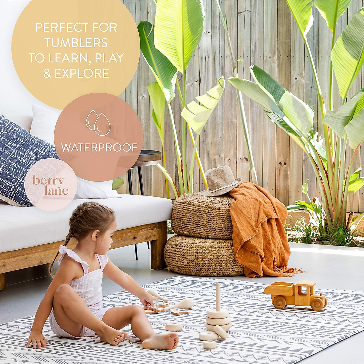 Berry Lane Baby Play Mat | Large 6.5 ft x 4.5 ft One-Piece Reversible Foam Floor Playmat | Tummy Time | Extra Soft & Thick | Non-Toxic | for Infants, Babies, Toddler, and Kids