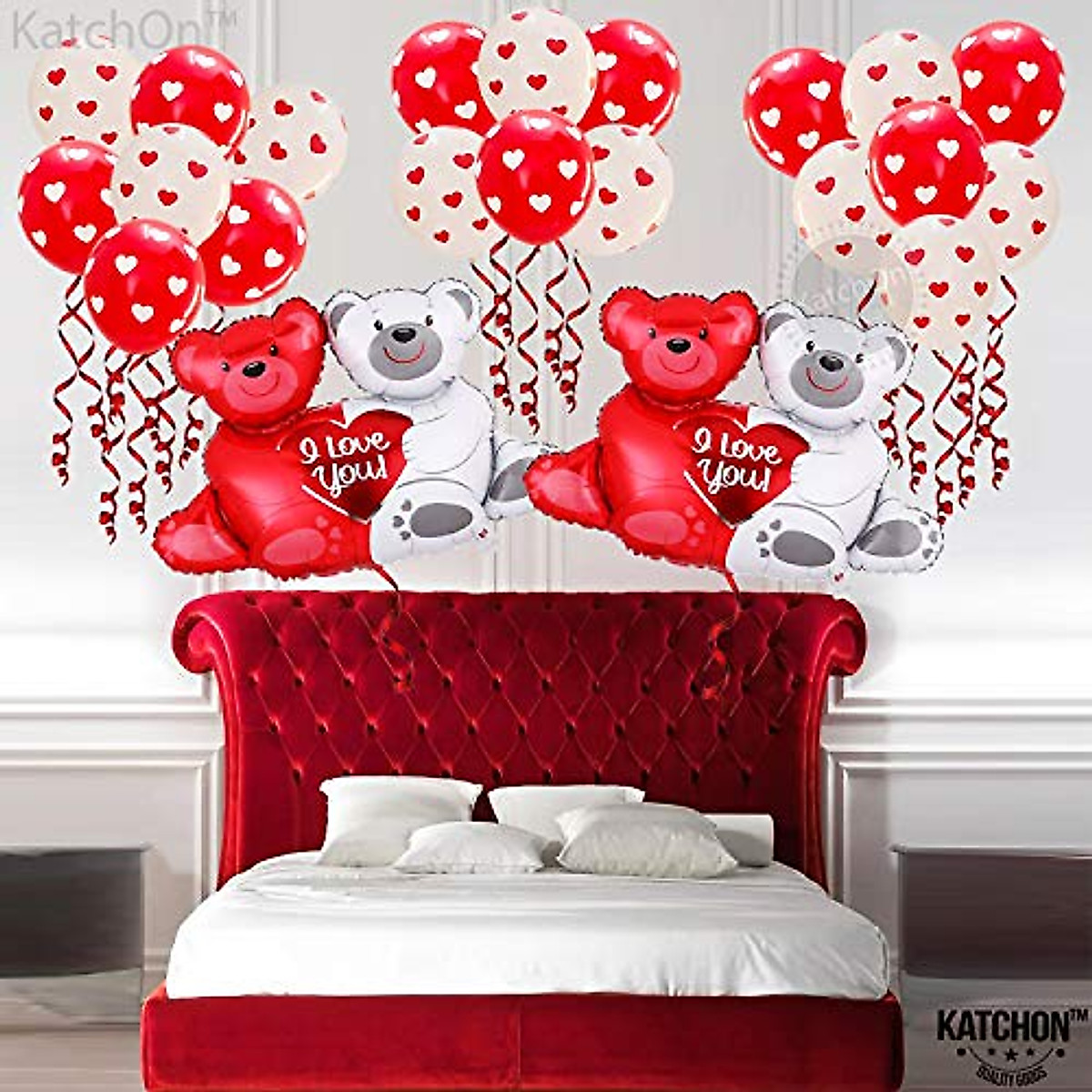 Huge, 40 Inch Teddy Bear Balloons Set - Pack of 22 | I Love You Balloons Decorations | Valentines Balloons for Valentines Day Decorations | Valentines Day Balloons, Romantic Decorations Special Night