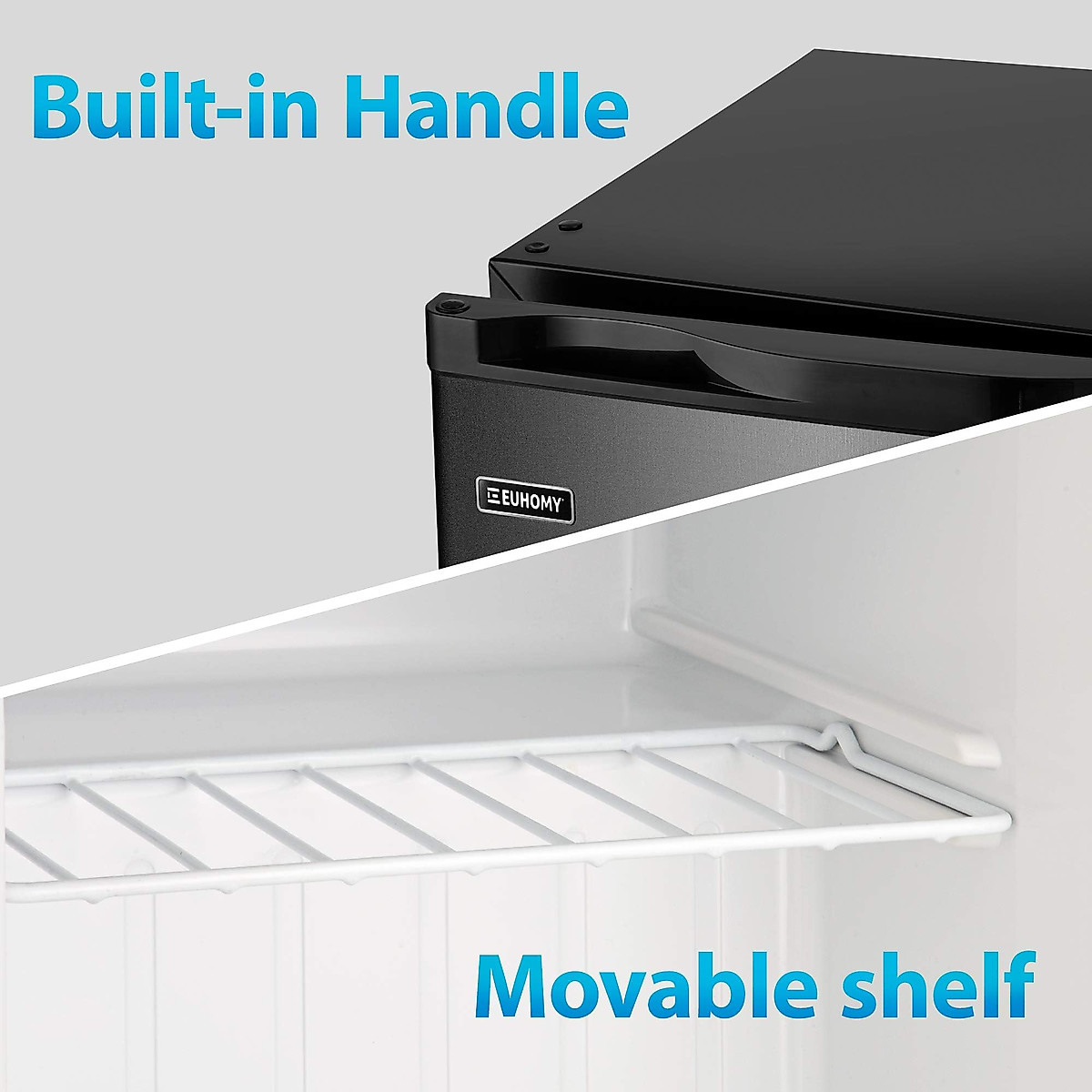 E EUHOMY 1.1 Cu.Ft Mini Freezer, Single Door Upright Freezer with Removable Shelf, Reversible Door, Compact Deep Freezer, for Home/Kitchen/Garage-Black 7 model Settings