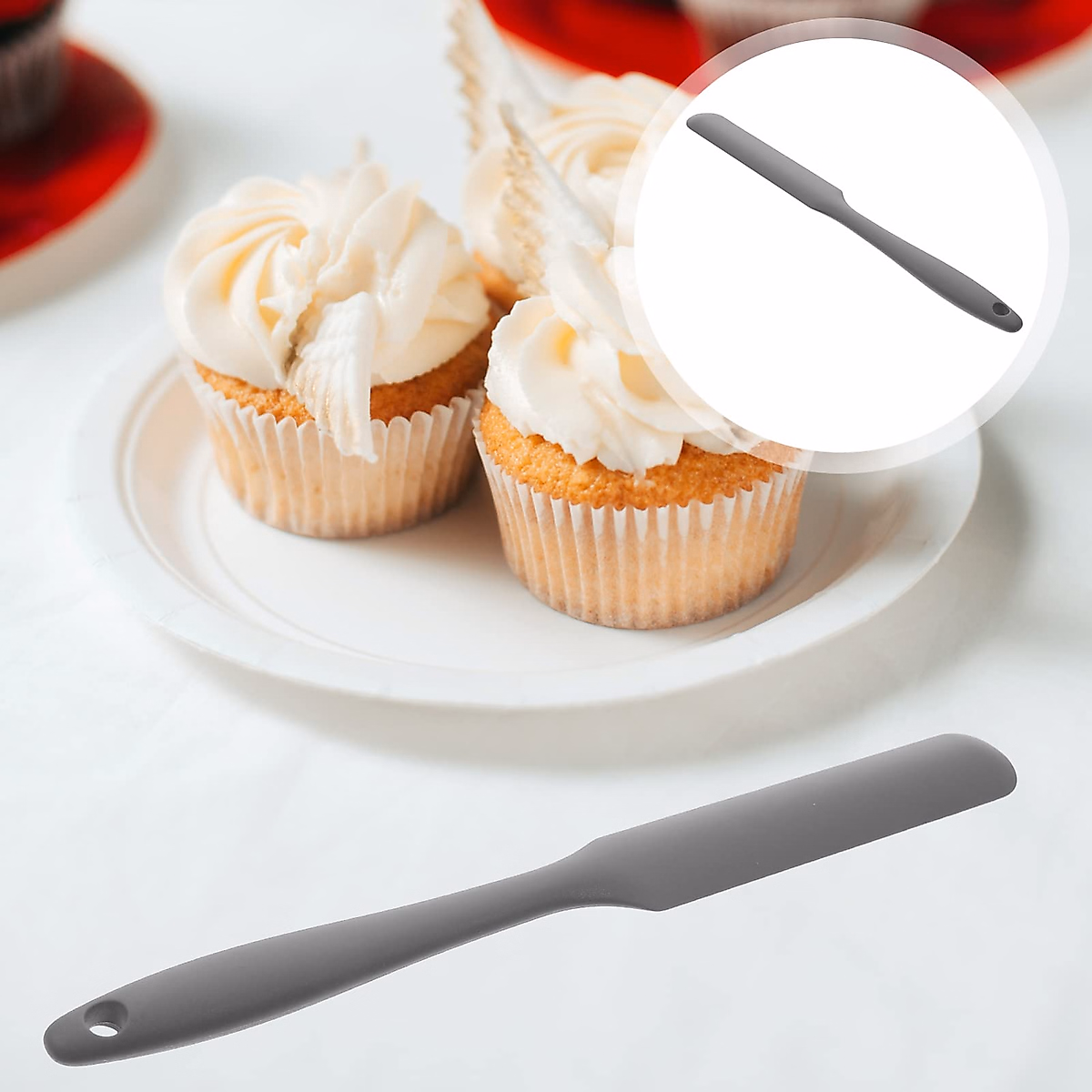 Kichvoe Baking Spatula Sourdough Starter Silicone Spatula Jar Spatulas Cake Cream Butter Spatulas Mixing Scraper Mixing Spoon Non-stick Flexible Baking Cooking Tool Grey