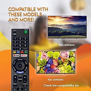 CEYBO OEM RMT-TX300U Remote Control Compatible with Sony Bravia TV Models: KDL-50W800C KDL-75W800C XBR-65X890C - Includes Netflix and YouTube Hotkeys