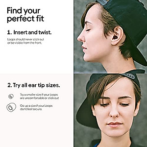 Loop Experience Ear Plugs for Concerts – High Fidelity Hearing Protection for Noise Reduction, Motorcycles, Work & Noise Sensitivity – 8 Ear Tips in XS, S, M, L – 18dB Noise Cancelling - Black