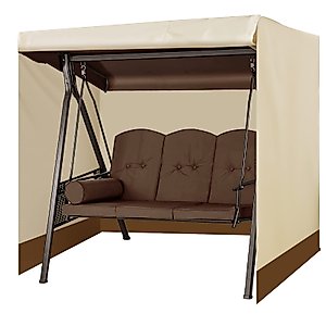 Outdoor Swing Cover 3 Seater Swing Covers for Outdoor Furniture Patio Swing Cover Durable Hammock Outdoor Swing Glider Cover 87x49x67 inches All Weather Protection (Beige)
