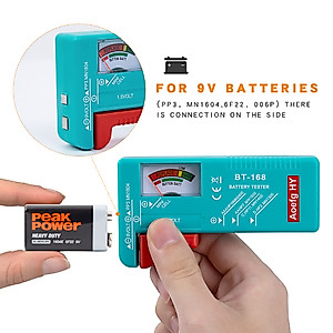 Aoefg HY-BT168 Battery Tester, Universal Battery Checker for AA AAA C D 9V 1.5V Button Cell Batteries(Requires No Battery for Operation)