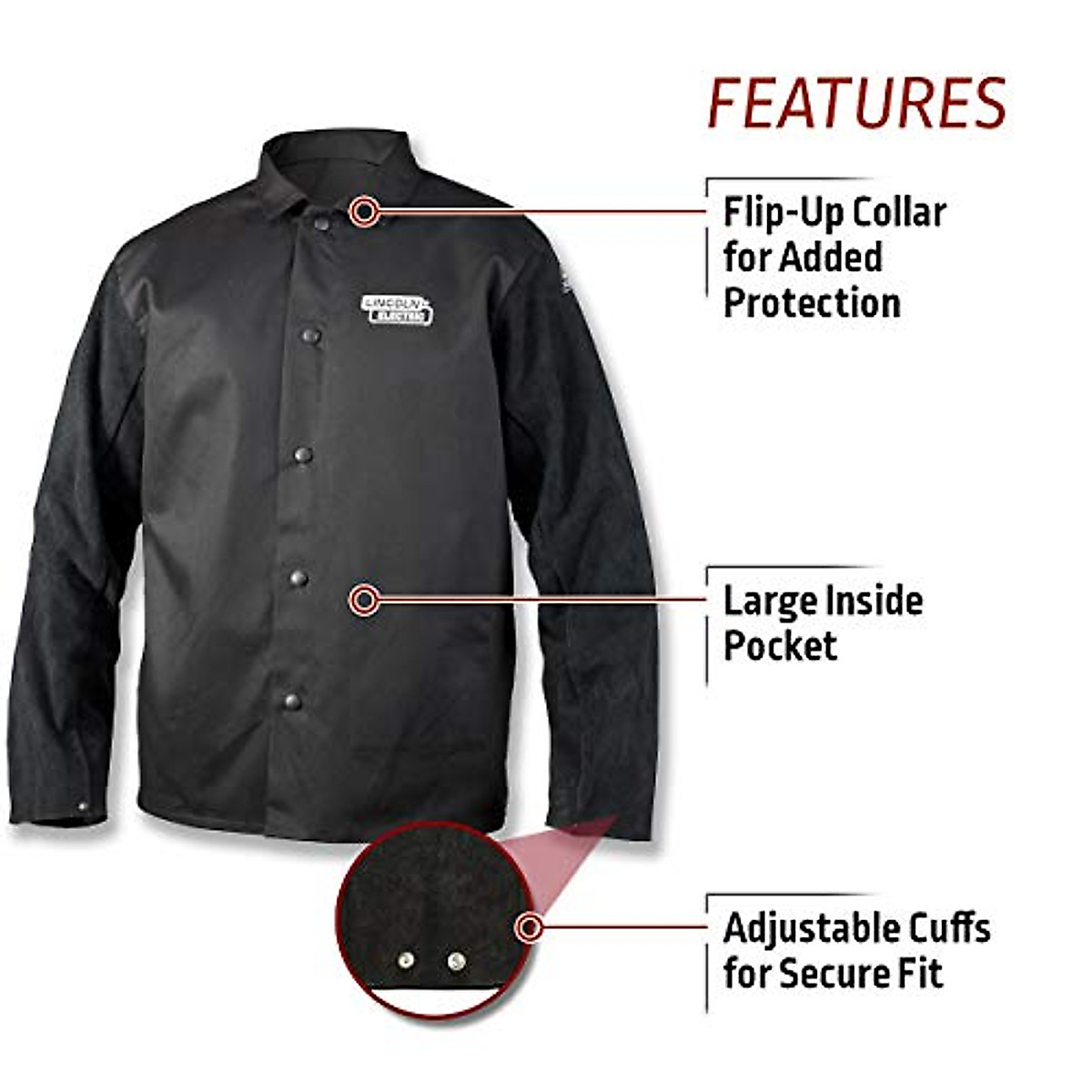 Lincoln Electric unisex adult Traditional Split Leather Sleeved Welding Jacket, ‎black, XX-Large US