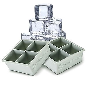 Pratico Kitchen Large Ice Tray, 4 Big 2.25 inch Ice Cubes for Whiskey and Cocktails, 2 Pack