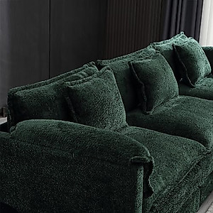 FANYE L-Shaped Corner Convertible Modular Sectional Sofa Couch W/Movable Ottoman and 3 Pillows, Chenille Upholstery Double Cushions Deep Seat Sleeper Sofa&Couch for Home Office Apartment Living Room