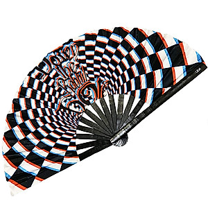 LASR Psychedelic Rabbit Festival Hand Fan, Multi, Rave Gear, Exclusive