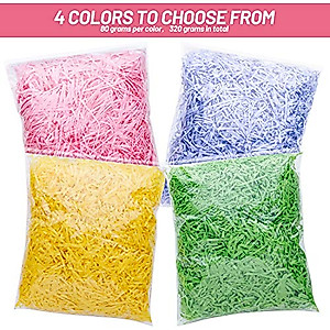 Easter Basket Grass, 320 g 11.3 oz Multicolor Easter Grass Recyclable Paper Shred for Easter Basket Grass Filler/Stuffers, 4 Colors