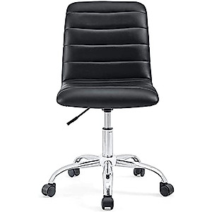 Modway Ripple Ribbed Armless Mid Back Swivel Computer Desk Office Chair In Black