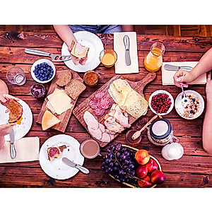 MH ZONE Cheese Spreader Knife Set 5-Piece, 5 Stainless Steel Cheese Knife Butter Spreader Knives With 3 Chalk Labels & 2 -Chalk Markers, Perfect Christmas Gifts