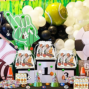 122 PCS Sports Party Favors Basketball Baseball Football Soccer Party Gift Thank You Tags Goodie Bags for Sports Club Party Favors Kid Birthday Party Baby Shower Sports Theme Party Supplies (Style 01)