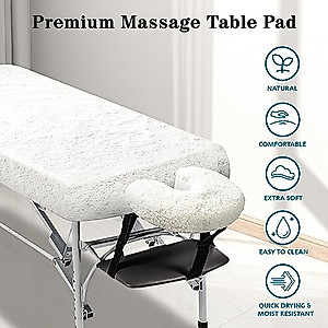 Massage Table Pad Set Premium Fleece Professional SPA Massage Bed Pad, Natural & Thickened & Extra Soft Fleece Massage Table Cover, Includes Pad and Face Rest Cover, 31” W x 72” L