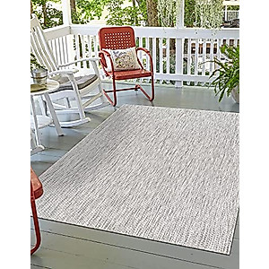 Rugs.com Outdoor Solid Collection Rug – 3' x 5' Light Gray Flatweave Rug Perfect for Entryways, Kitchens, Breakfast Nooks, Accent Pieces
