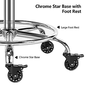 CoVibrant Lockable Rolling Stool Adjustable Swivel Stool with Noiseless Rubber Wheels and Foot Rest for Kitchen Medical Esthetician Studio