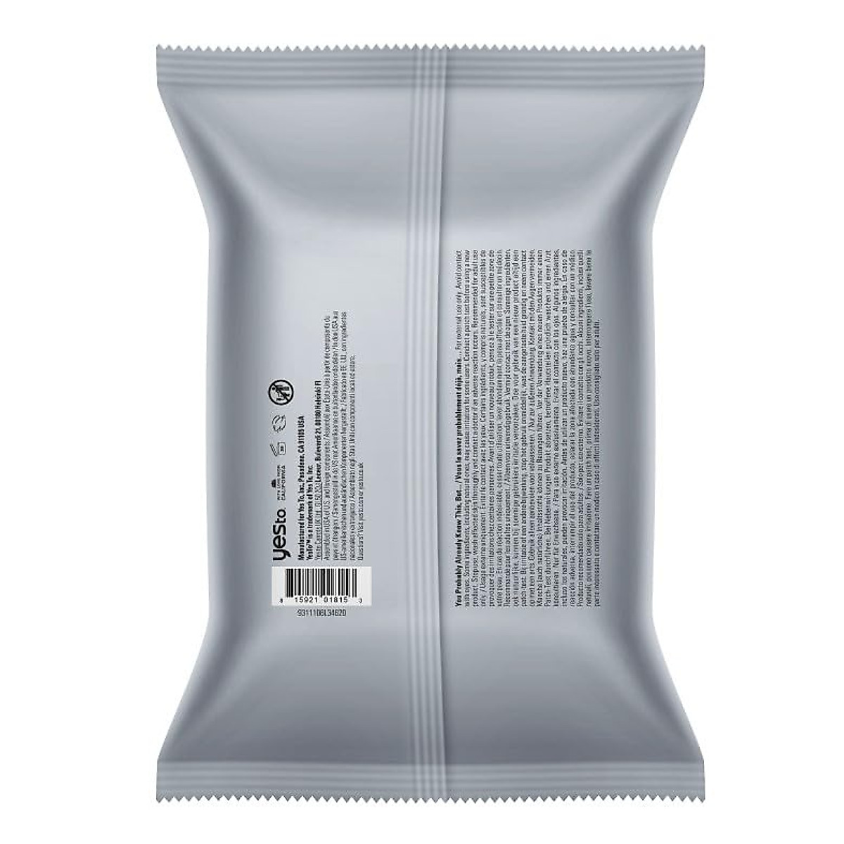 Yes To Face Wipes for Women and Men, Charcoal Facial Cleansing Wipes for use as a Make Up Remover, Cleaning, Soothing, Tomatoes (Pack of 1)