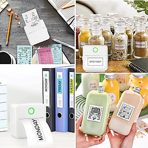 Label Maker Machine with Tape, Portable Bluetooth Label Printer, Small Smart Phone Handheld Sticker Mini Labeler Multiple Templates Font Icon Easy to Use Inkless Rechargeable F Office Home