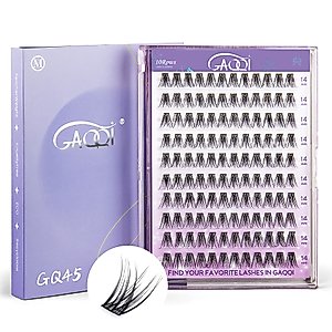 GAQQI Lash Clusters, GQ45 Individual Lashes D Curl, DIY Lash Extension 14mm Only False Eyelash Clusters 120PCS, Natural & Wispy Lash Wisps (GQ45,D Curl,14mm)