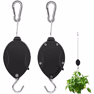 TIHOOD 2PCS Plant Pulley Retractable Hanger Hooks - Hanging Plants Garden Baskets Pots Bird Houses. 5ft Long & 55 lbs Weight Capacity