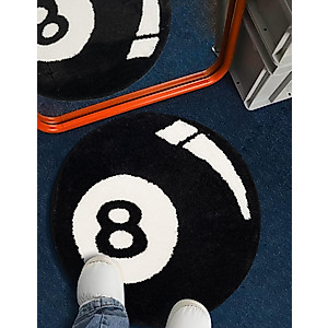 DyeFury 8 Ball Rug W/Specular Highlight, 24" Black and White Hypebeast Accent Rug, Cool Rugs Non-Slip, Trendy Fun Y2K Circle Rug, Aesthetic Alt Room Deocr, Washable Cute Round Rug