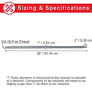 AlveyTech 36" Steel Axle Rod with 1" Diameter, 3/4" Step Down, 3/4-16" Fine Thread Ends, Full Length 1/4" Keyway for Go-Karts - GoKart Keyed Axle Shaft for ATV, Go-Kart, Quad, Dune Buggy (36 Inch)