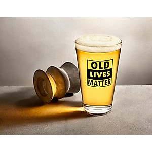 Old Lives Matter Beer Glass - Gag Gifts for Men - Funny Gifts for Grandpa - Unique 65 Birthday Gifts for Men - Retirement Gifts for Dad - Novelty Old Man Gifts - Senior Citizen Gifts for Older People