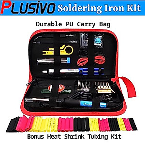 Soldering Kit - Soldering Iron 60 W Adjustable Temperature, Soldering Iron Stand, Soldering Iron Tip Set, Desoldering Pump, Solder Wick, Tweezers - Soldering Iron Kit for Electronics [110 V, US Plug]